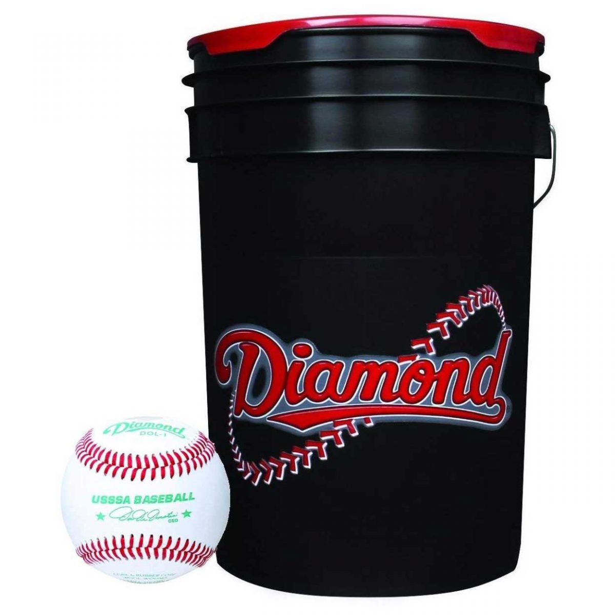 Diamond Sports Cushion Lid Bucket with 30 DOL-1 HS Baseballs - Rod's Sports
